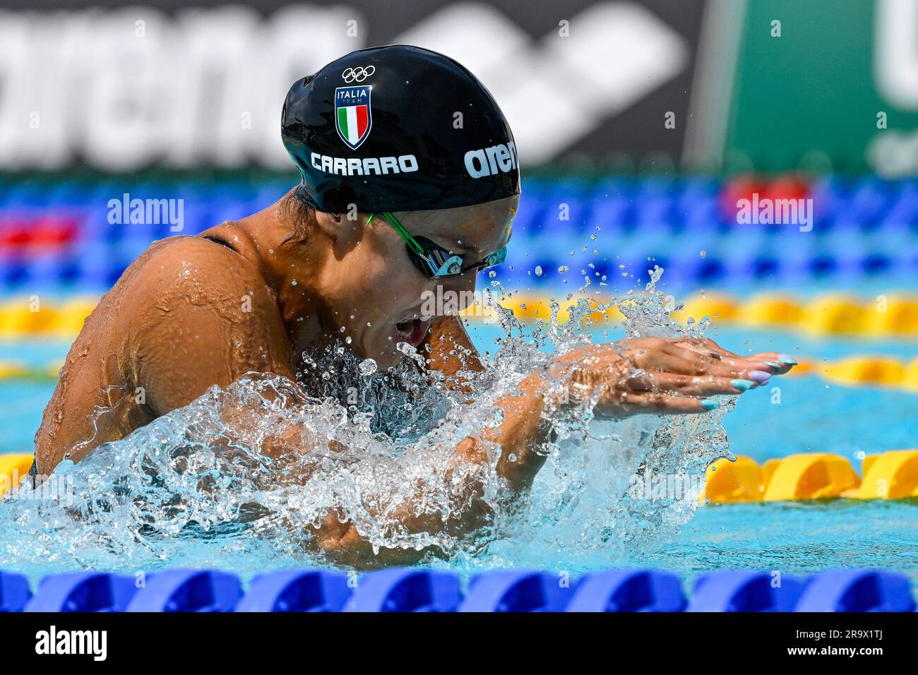 Martina Carraro of Italy competes in the 100m Breaststroke Women Heats ...