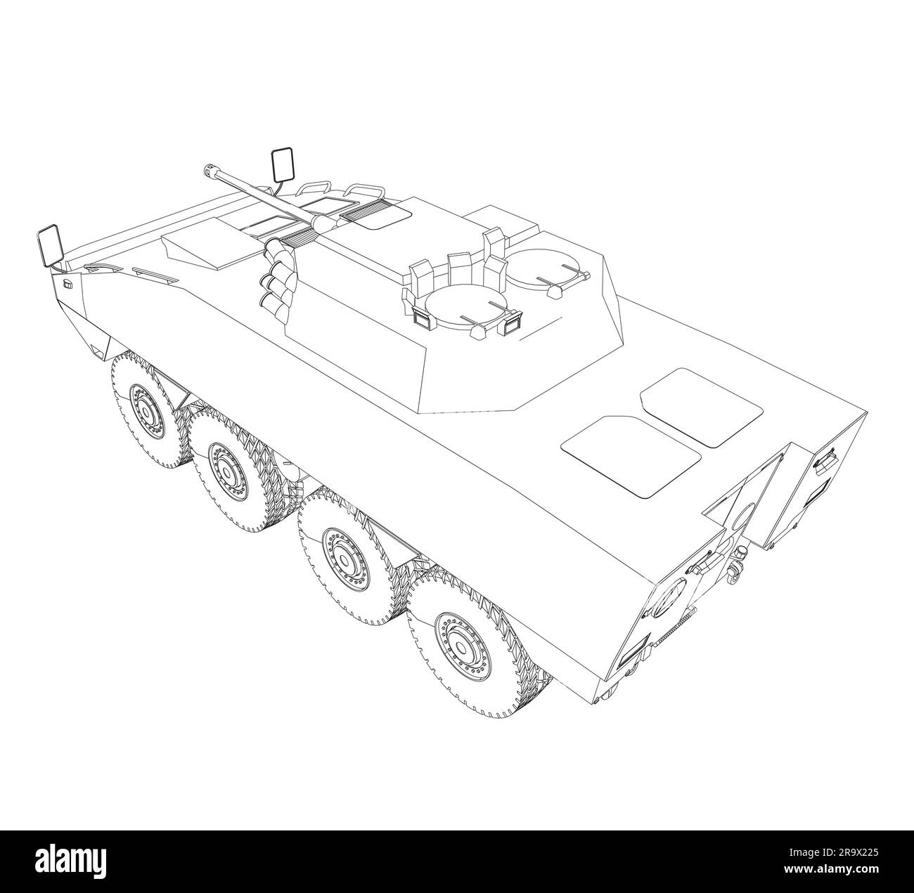 Outline Armored troop carrier. Military machinery drawing vector ...