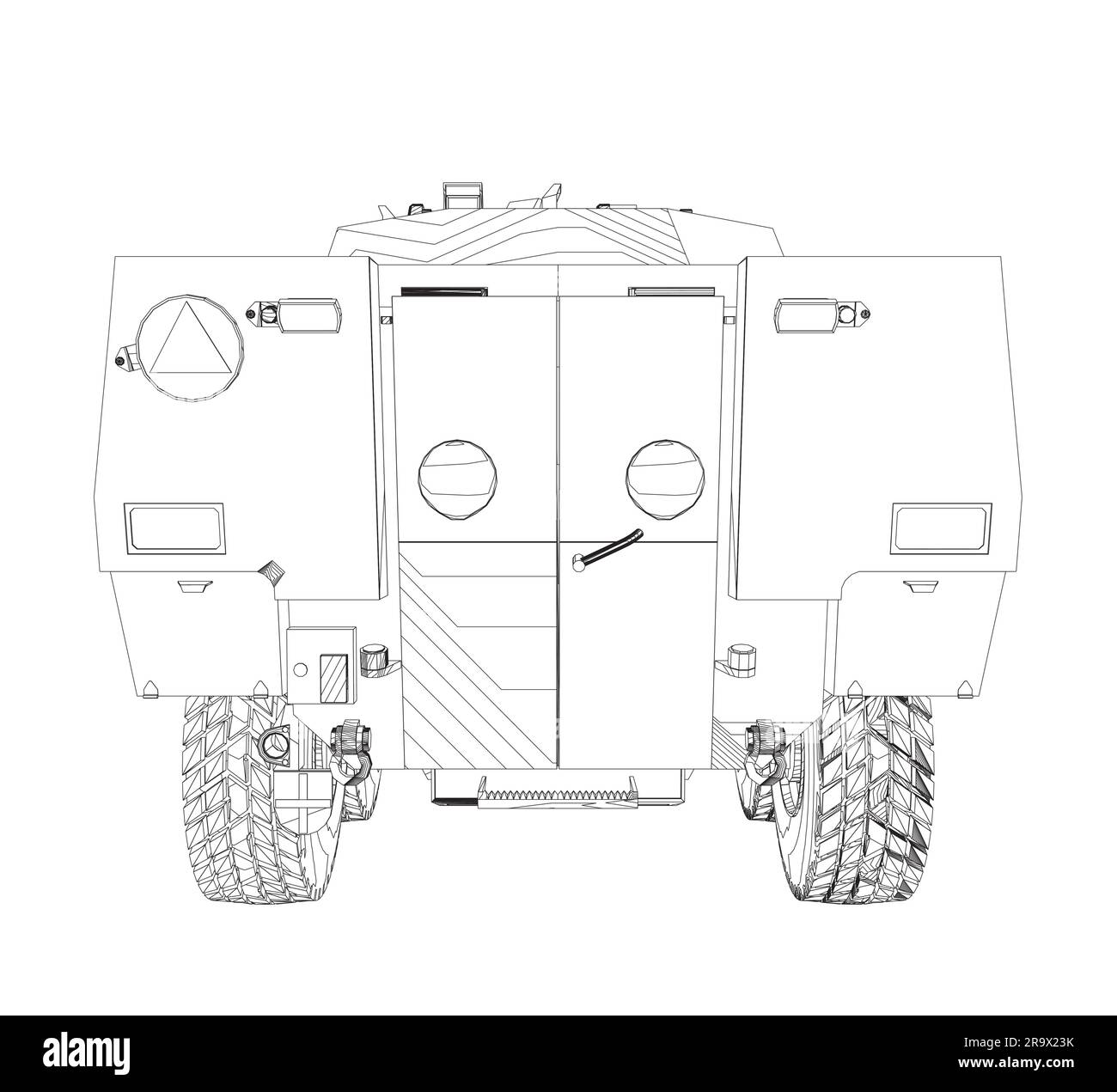 Outline Armored troop carrier. Military machinery drawing vector ...