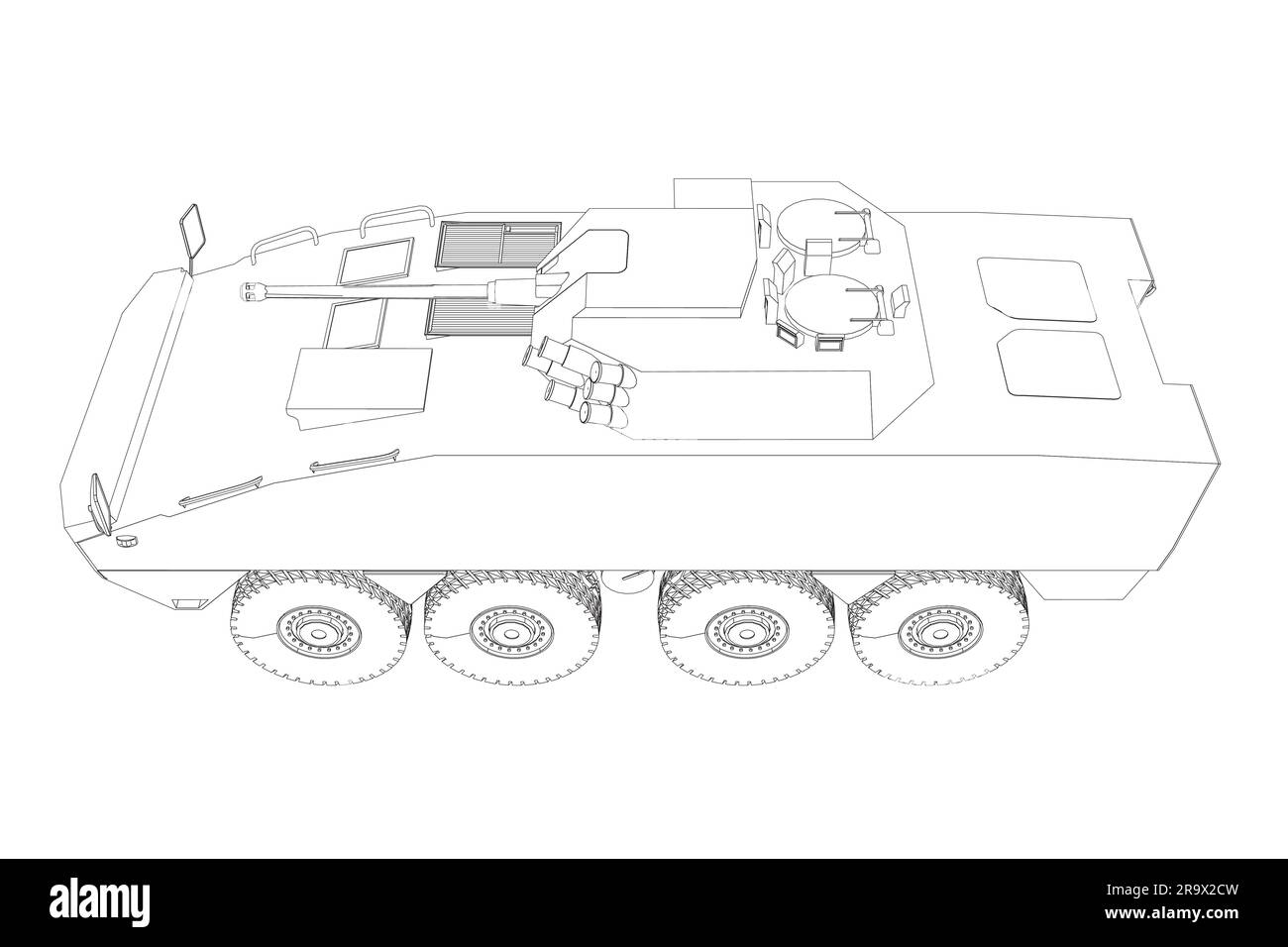 Outline Armored troop carrier. Military machinery drawing vector ...