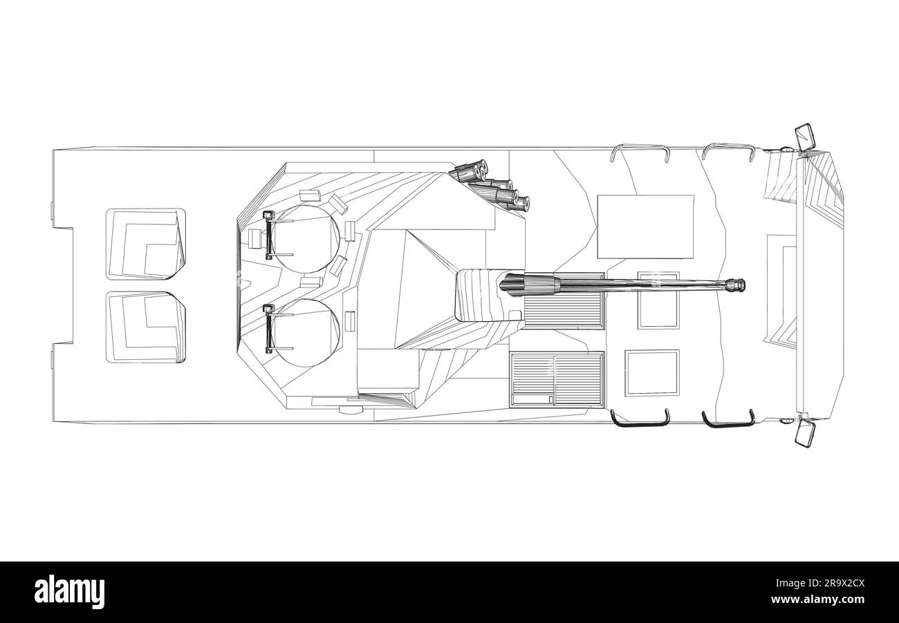Outline Armored troop carrier. Military machinery drawing vector ...
