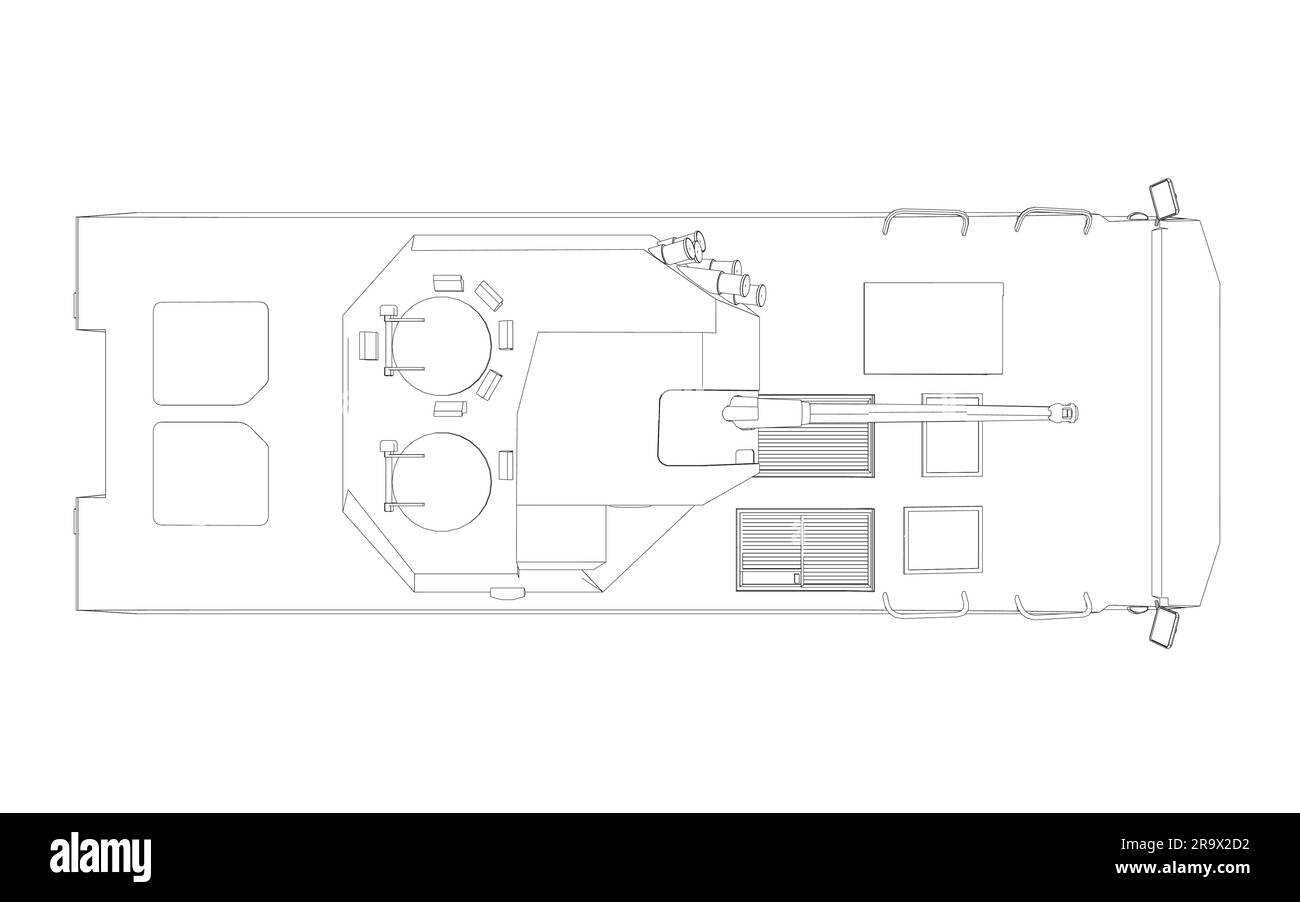 Outline Armored troop carrier. Military machinery drawing vector ...