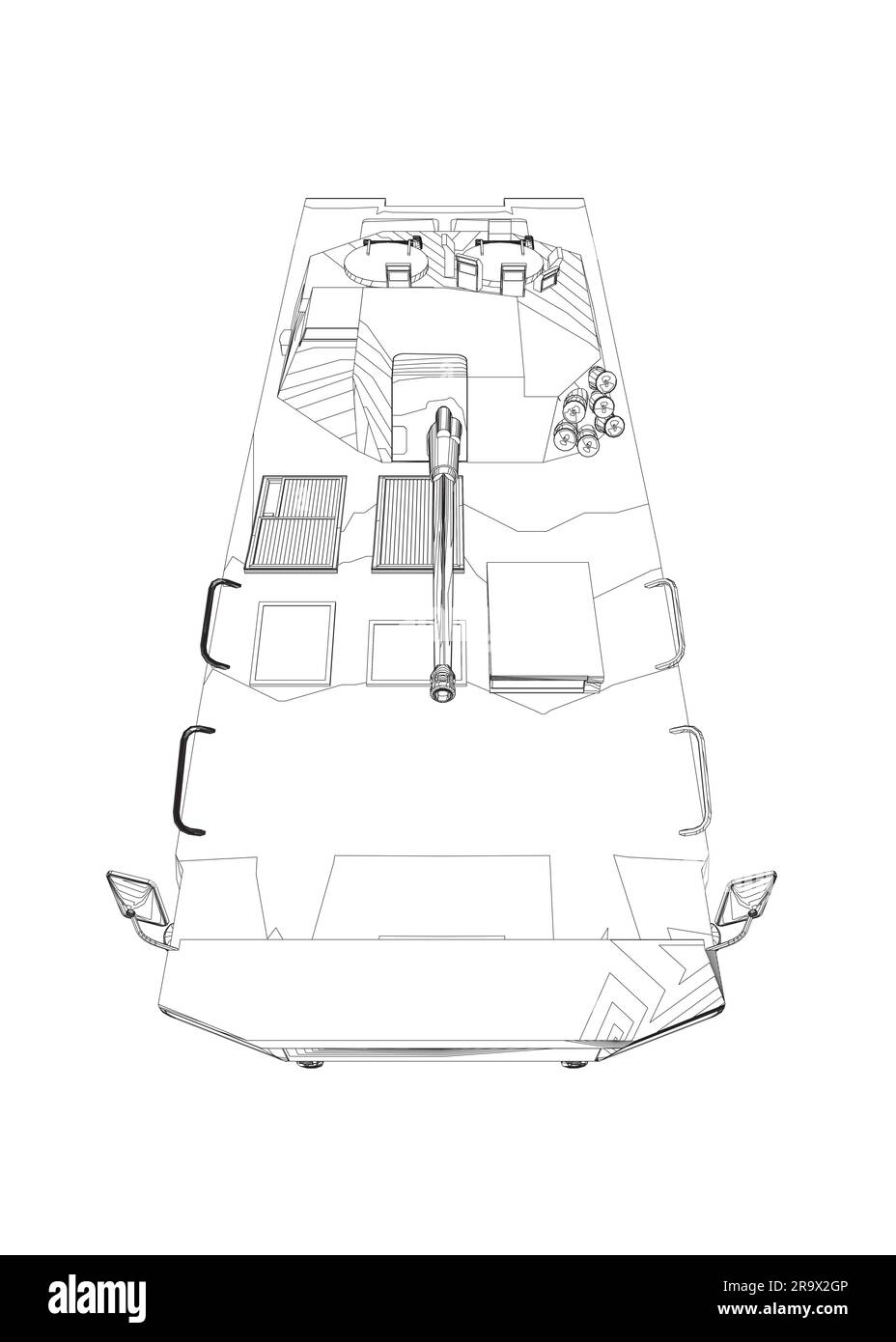 Outline Armored troop carrier. Military machinery drawing vector ...