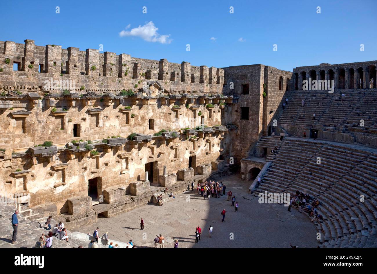 Roman amphitheatre of Aspendos, 155 AD, near Serik, Turkish Riviera ...