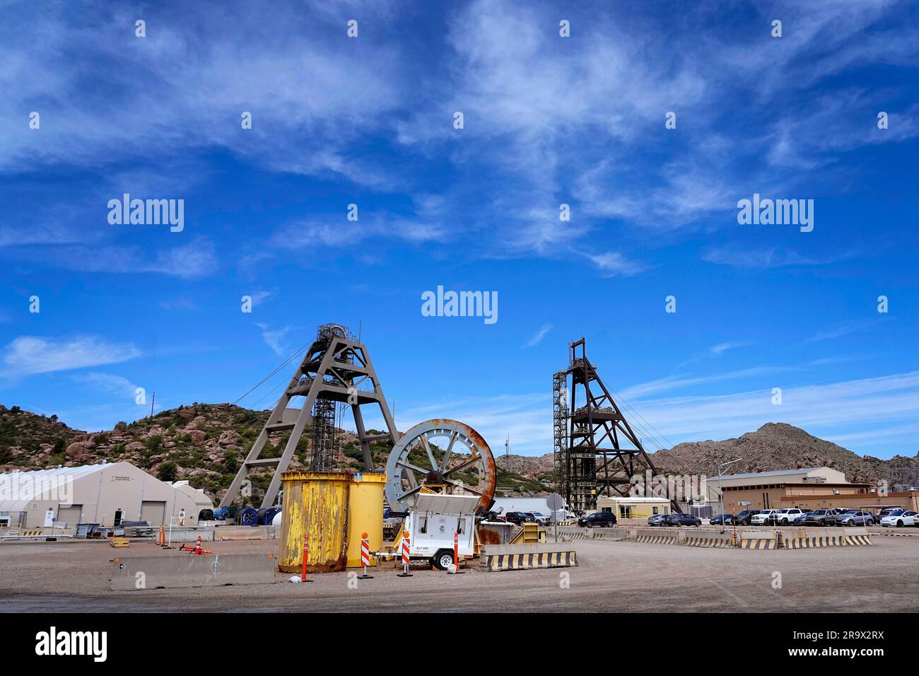 Mine shafts nine, right, and 10, left, tower over the Resolution Copper ...
