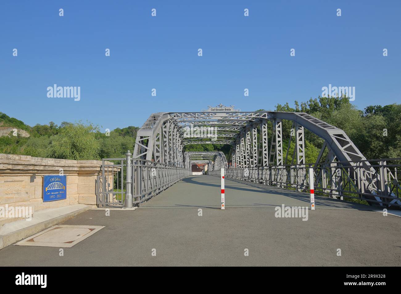 Carl-Alexander-Bridge built 1892 over the river Saale, steel girder ...