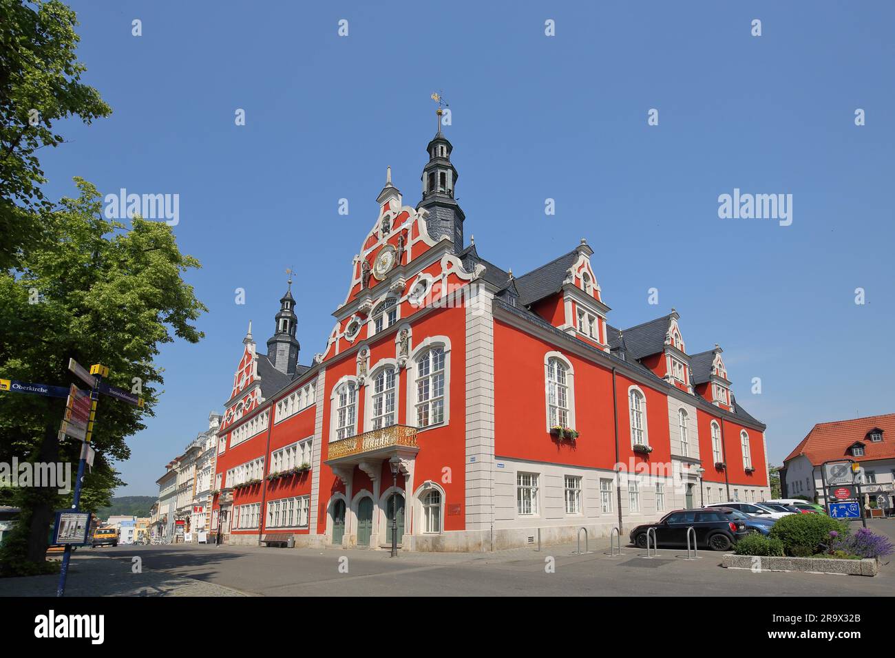 Red Renaissance Town Hall with Tail Gable, Market Square, Arnstadt ...