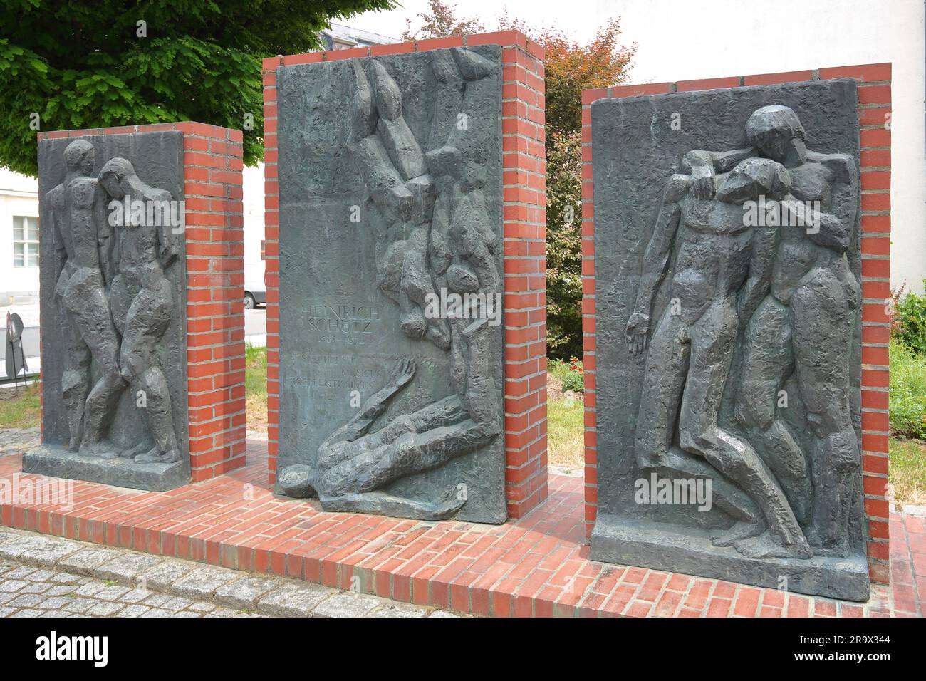 Monument with relief and figures to composer Heinrich Schuetz Monument ...