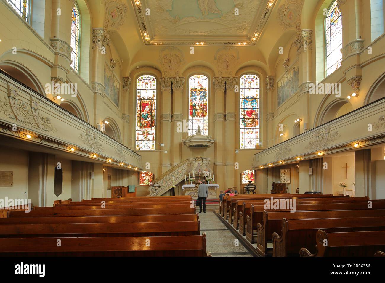 Interior view of baroque Salvatorkirche, St, Salvator, Sankt, Altar ...