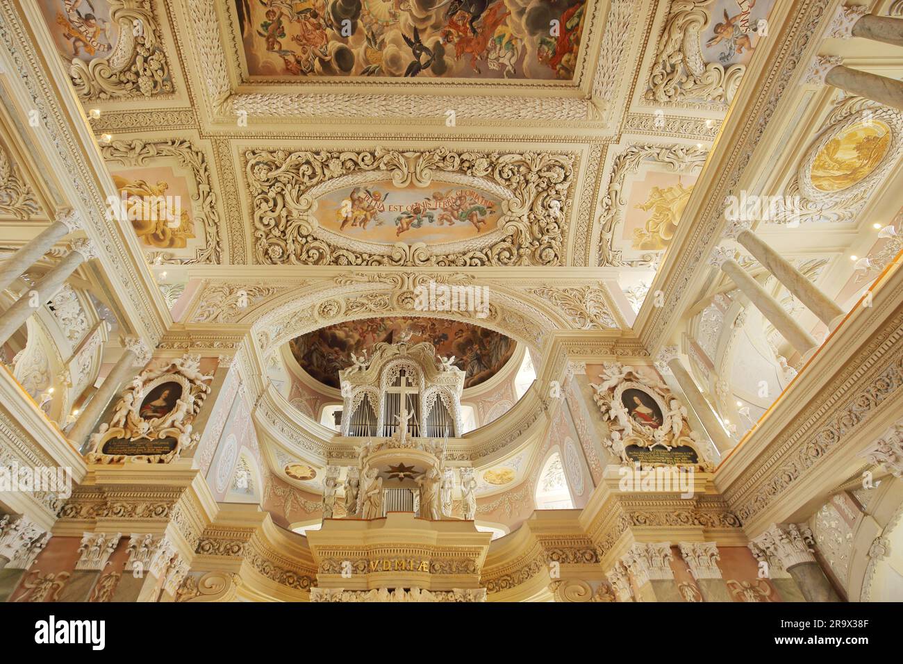 Interior view of baroque St. Trinitatis Church, Castle Church, Saint ...