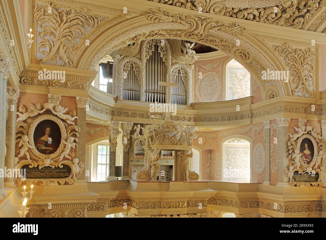 Interior view of baroque St. Trinitatis Church, Castle Church, Saint ...