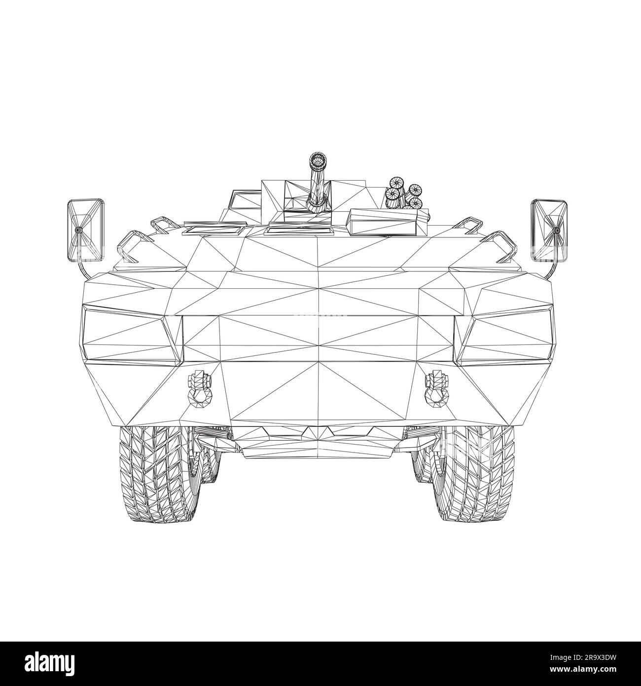 Wireframe Armored troop carrier. Military machinery drawing vector ...