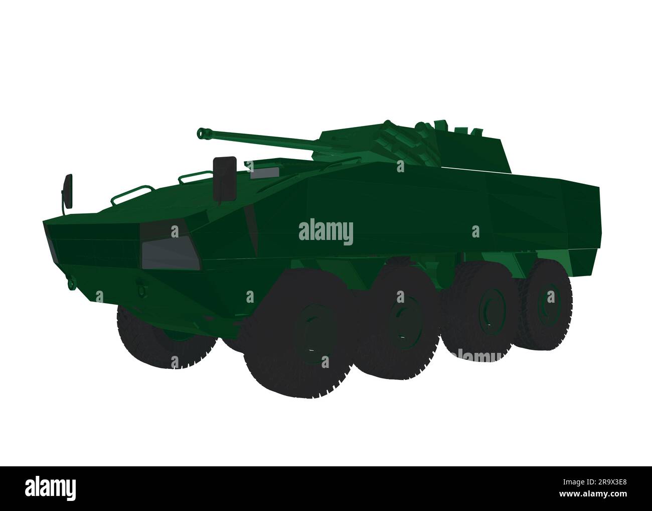 Green polygonal Armored troop carrier. Military machinery drawing ...