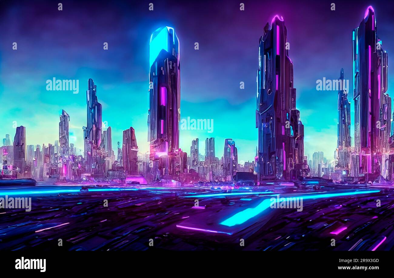 View of city of the future Stock Photo - Alamy