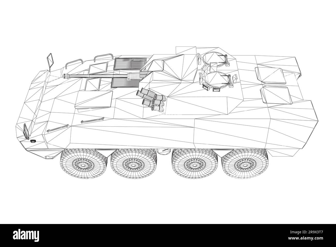 Wireframe Armored troop carrier. Military machinery drawing vector ...