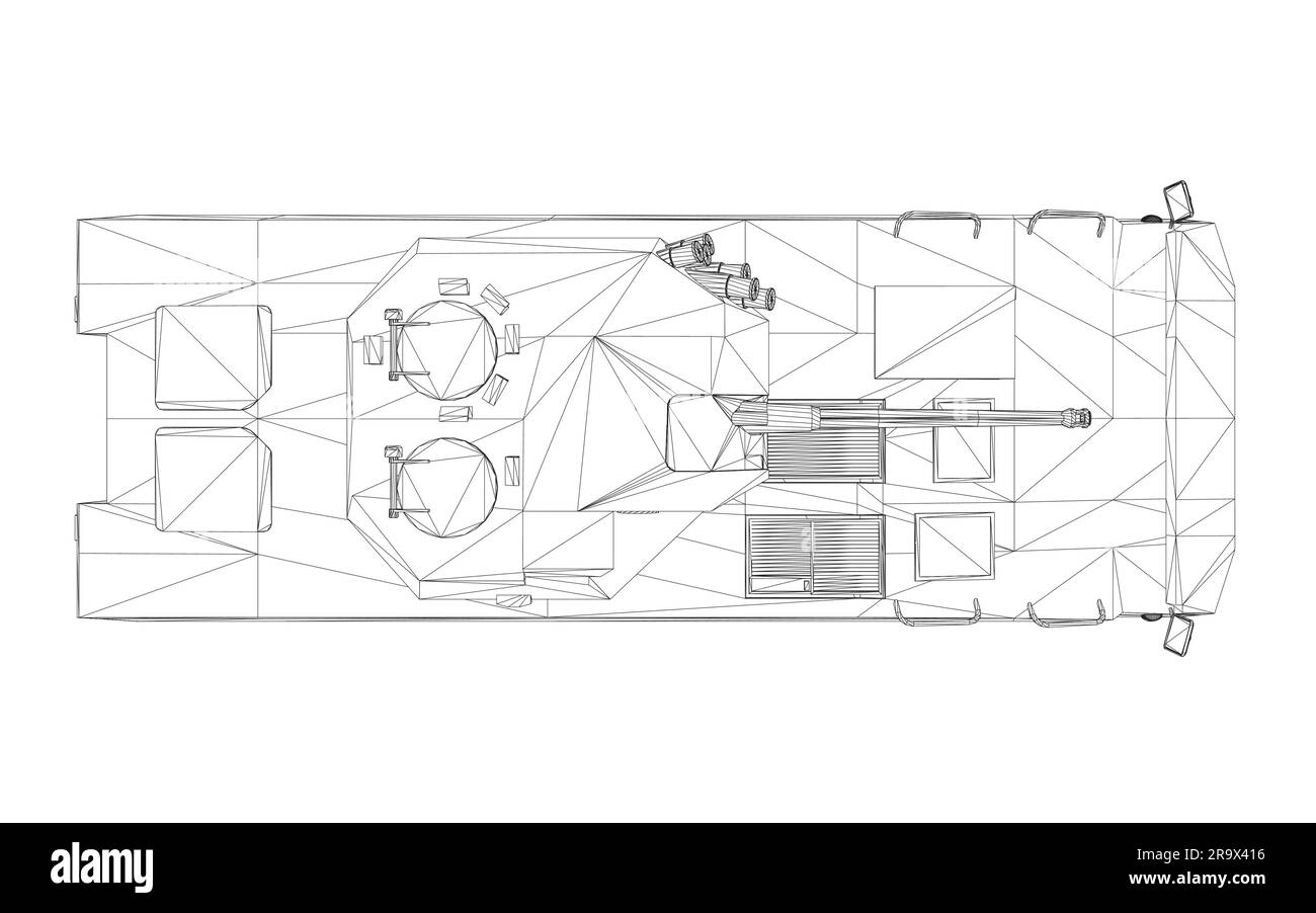 Wireframe Armored troop carrier. Military machinery drawing vector ...
