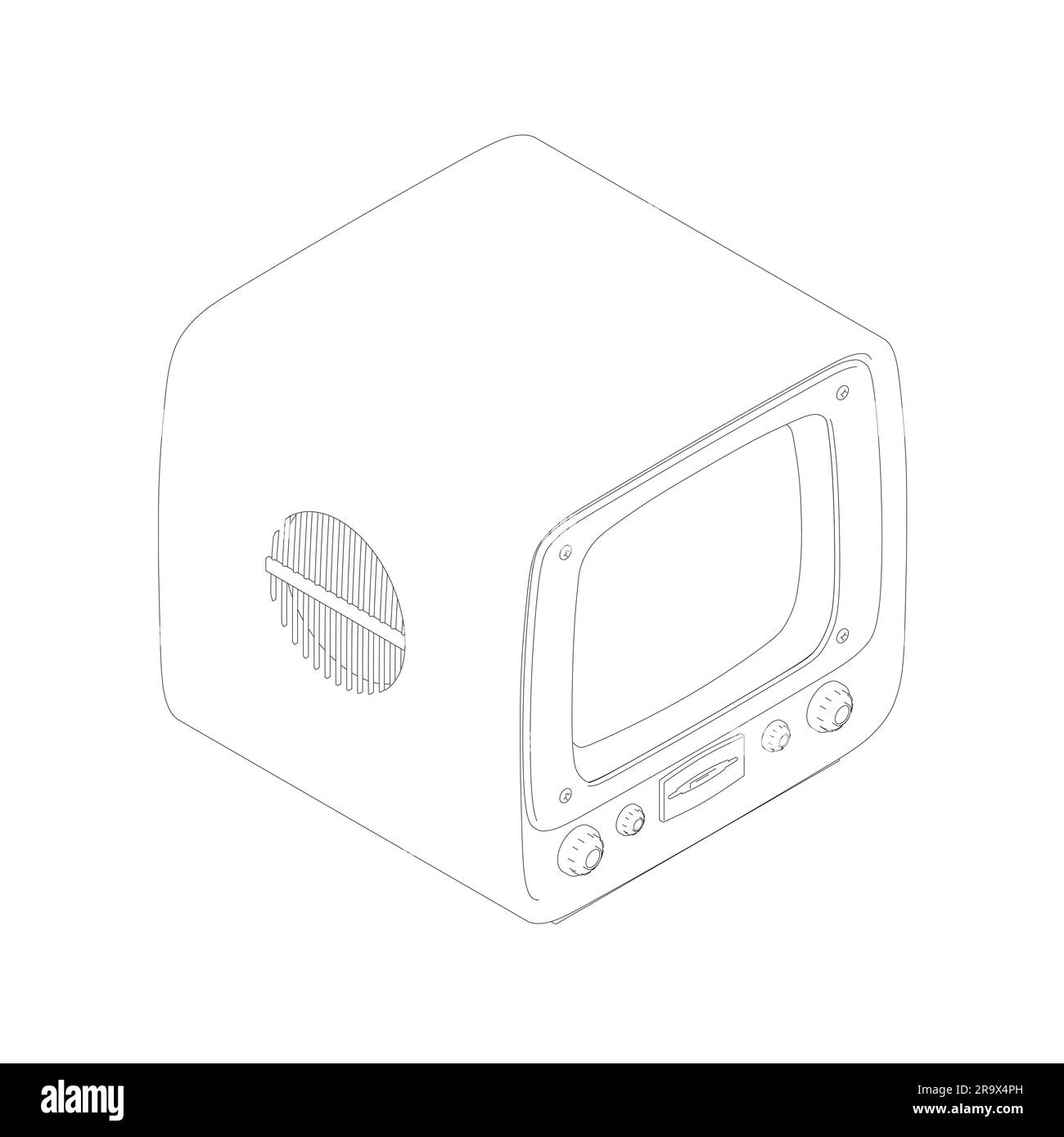 Retro outline Vector Television, TV vector Illustration. Vector hand ...