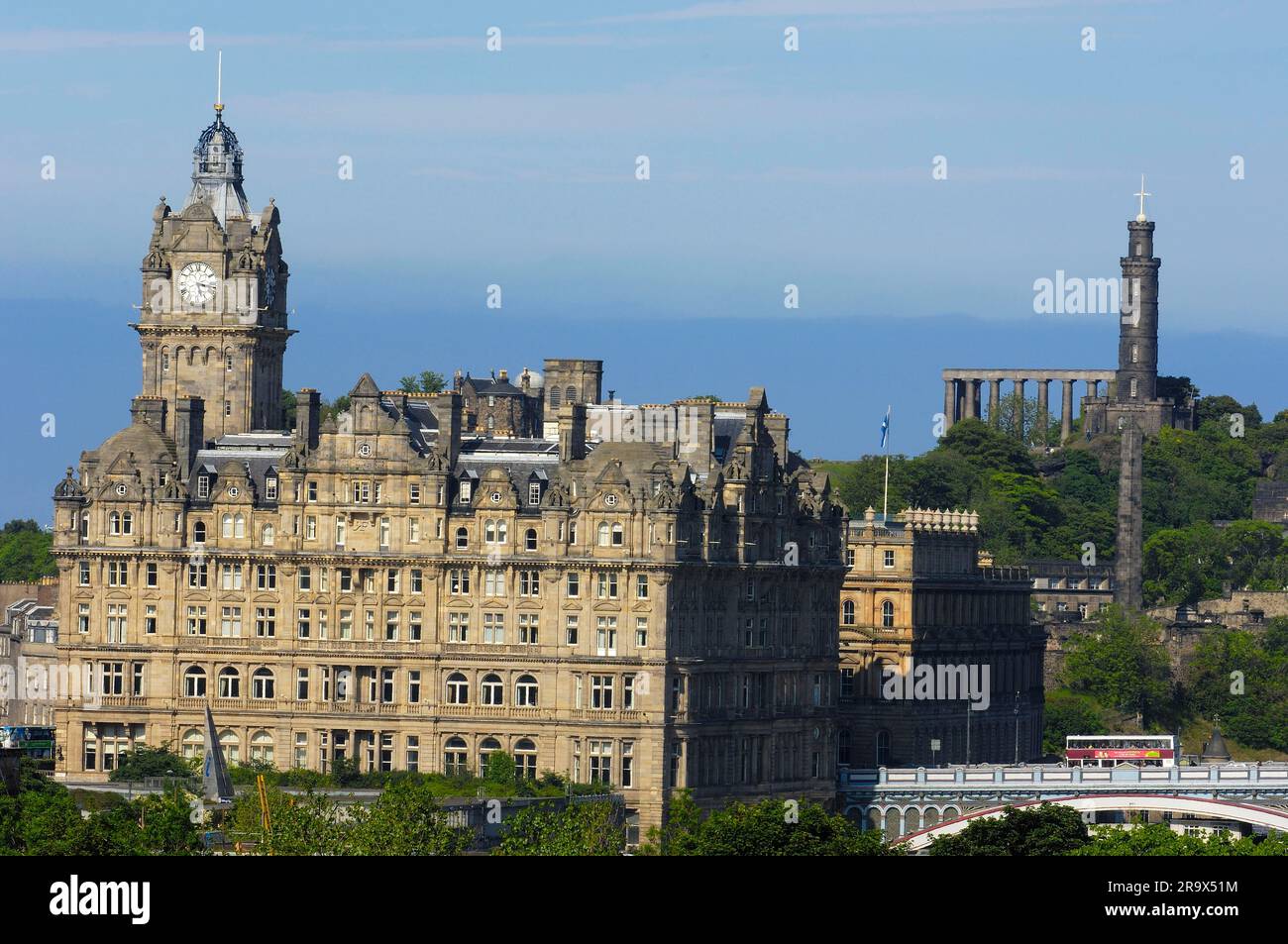 Balmoral Hotel, View of Calton Hill, with National Monument and Nelson ...