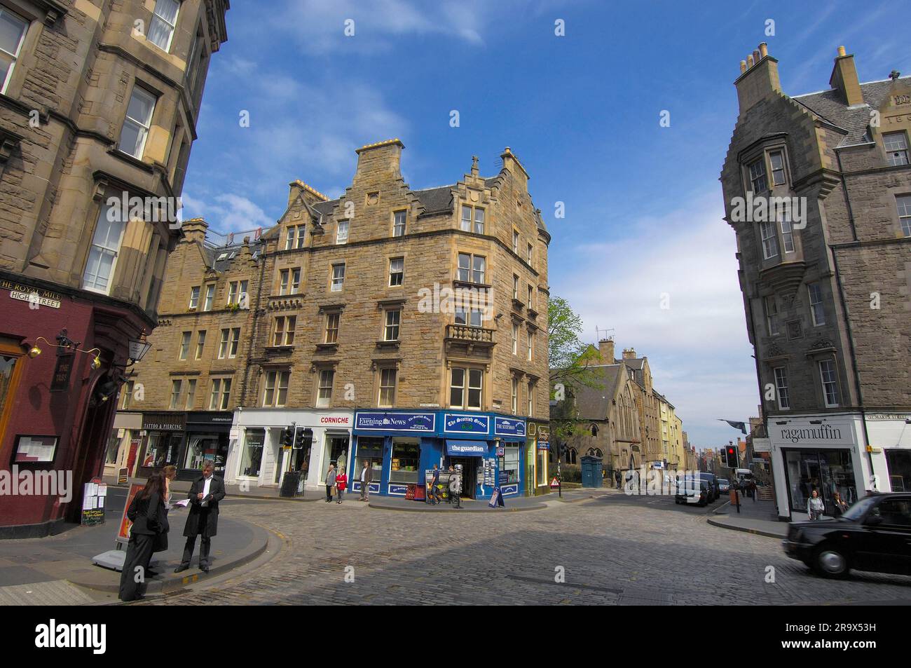 Shops at street Royal mile, old town, Canongate, Edinburgh, Lothian ...