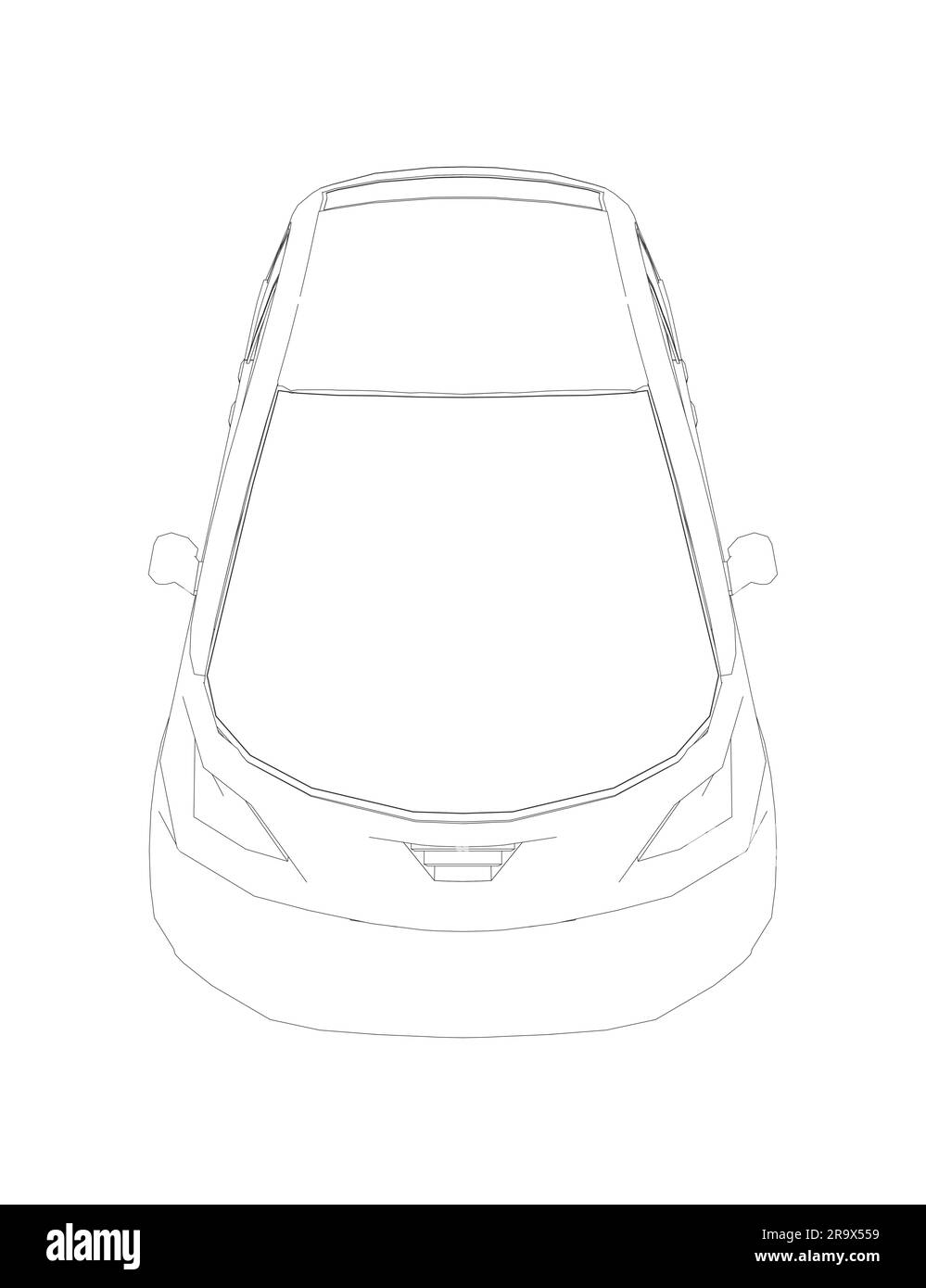 Vector flat illustration of contour small car. City car blueprint ...