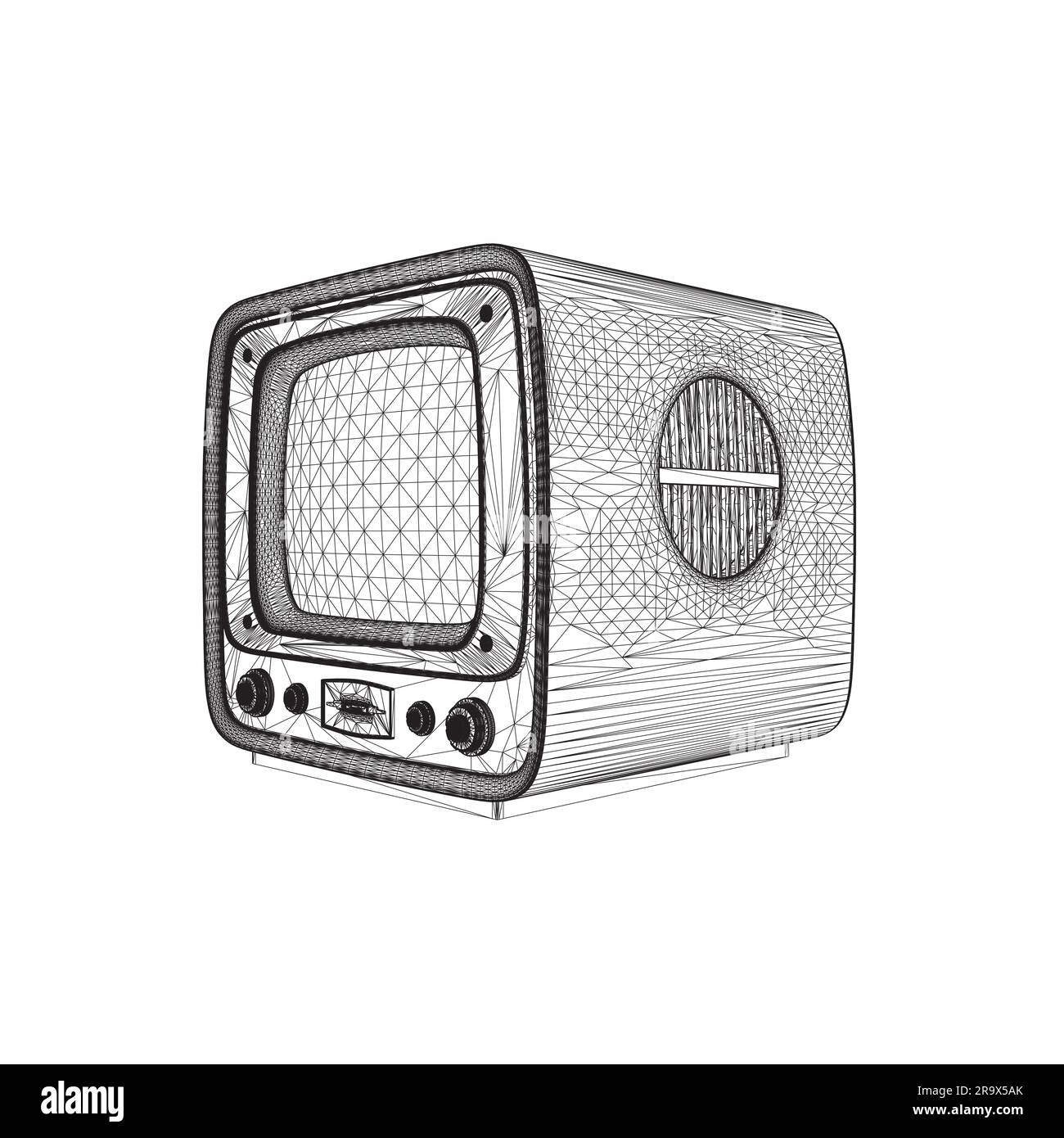 Retro wireframe Vector Television, TV vector Illustration. Vector hand ...