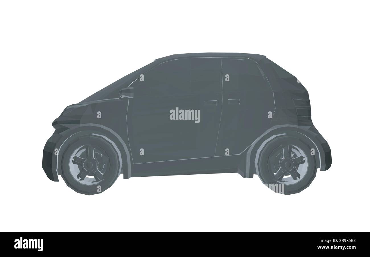 Vector illustration of gray polygonal small car. City car polygonal ...