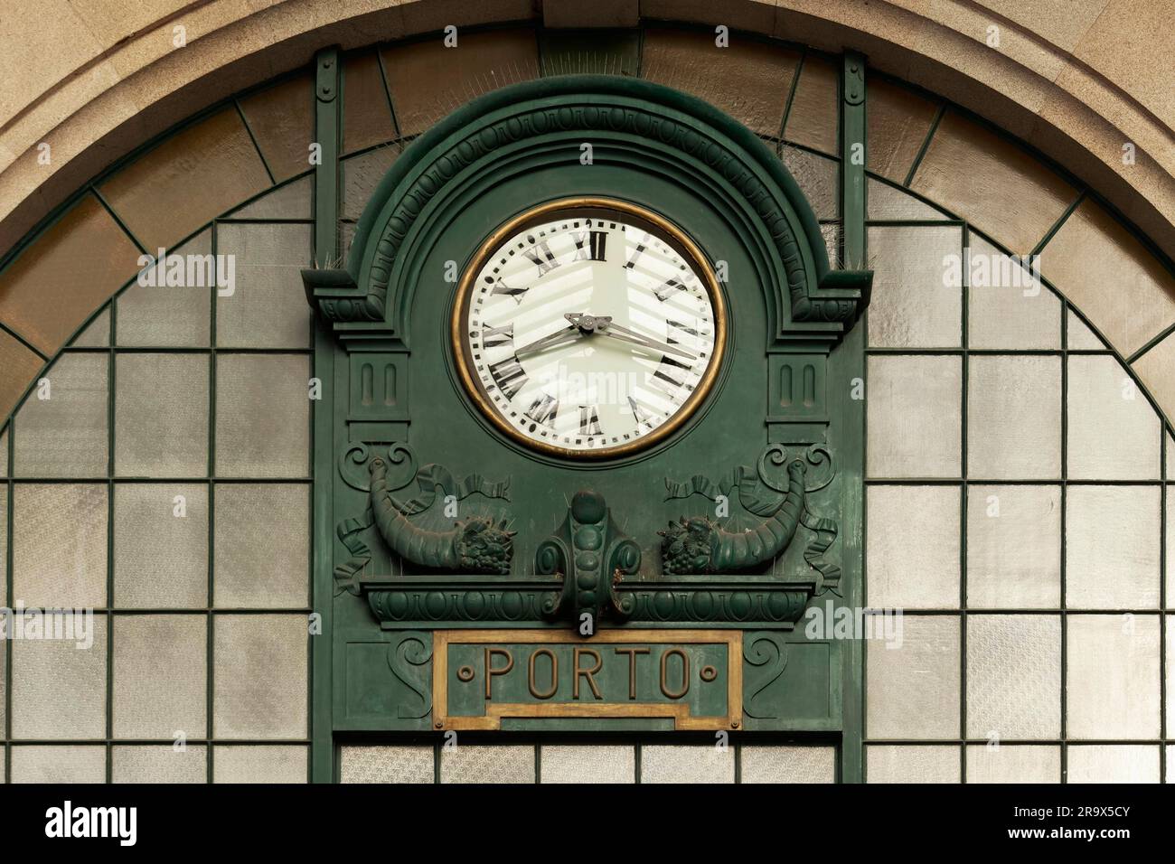 Historic station clock at Porto Sao Bento station, Porto, Portugal ...