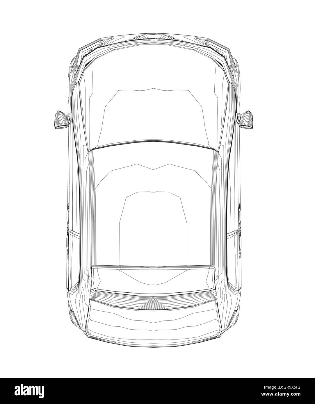 Vector flat illustration of contour small car. City car blueprint ...