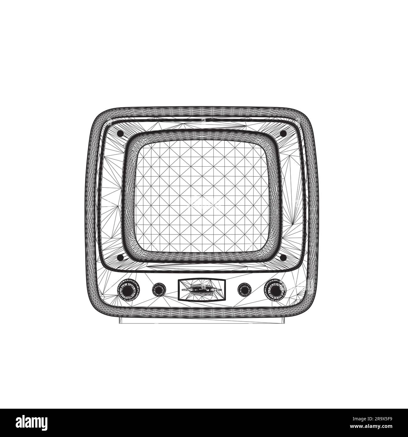 Retro wireframe Vector Television, TV vector Illustration. Vector hand ...