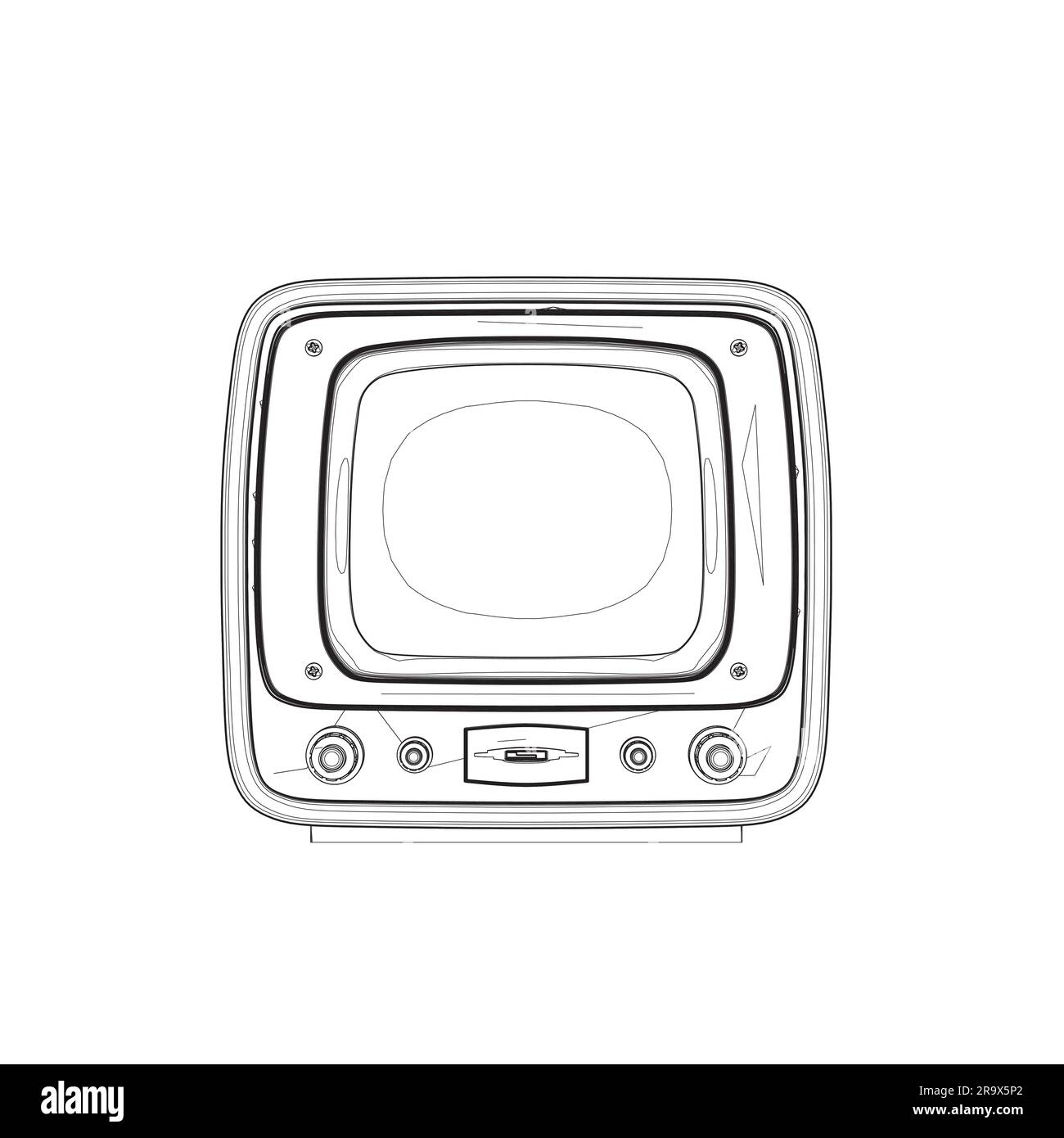 Retro outline Vector Television, TV vector Illustration. Vector hand ...