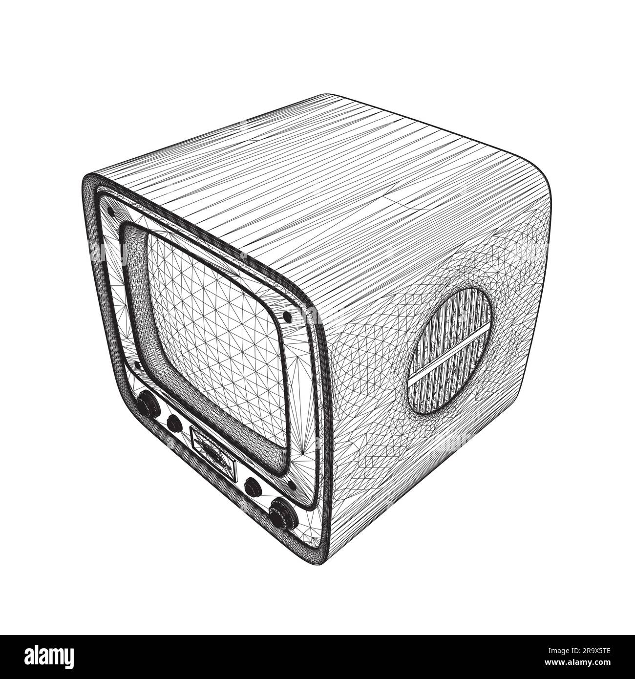 Retro wireframe Vector Television, TV vector Illustration. Vector hand ...