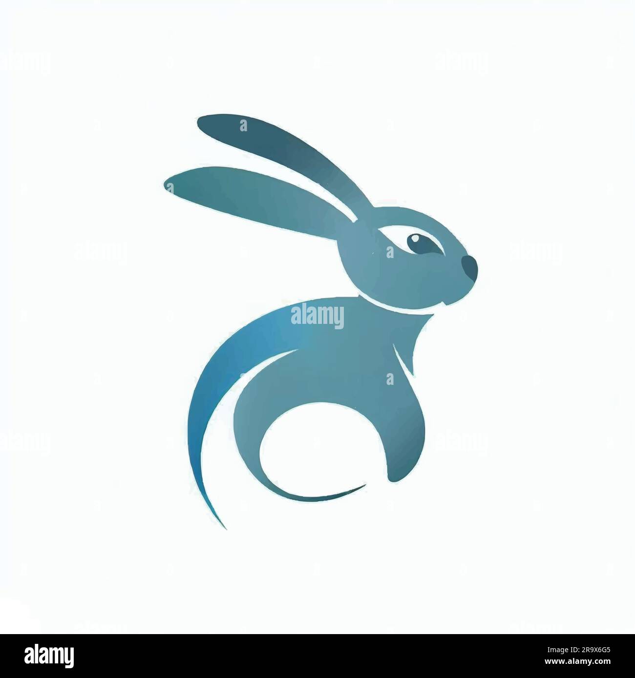 rabbit logo illustration in blue color Stock Vector Image & Art - Alamy