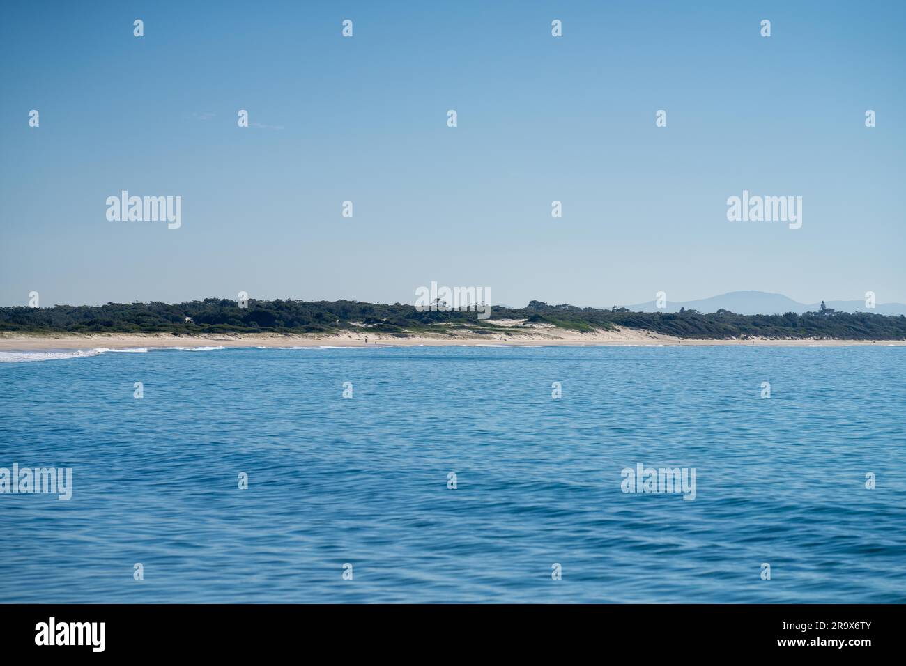 looking down on a beach seascape landscape in a national park at ...