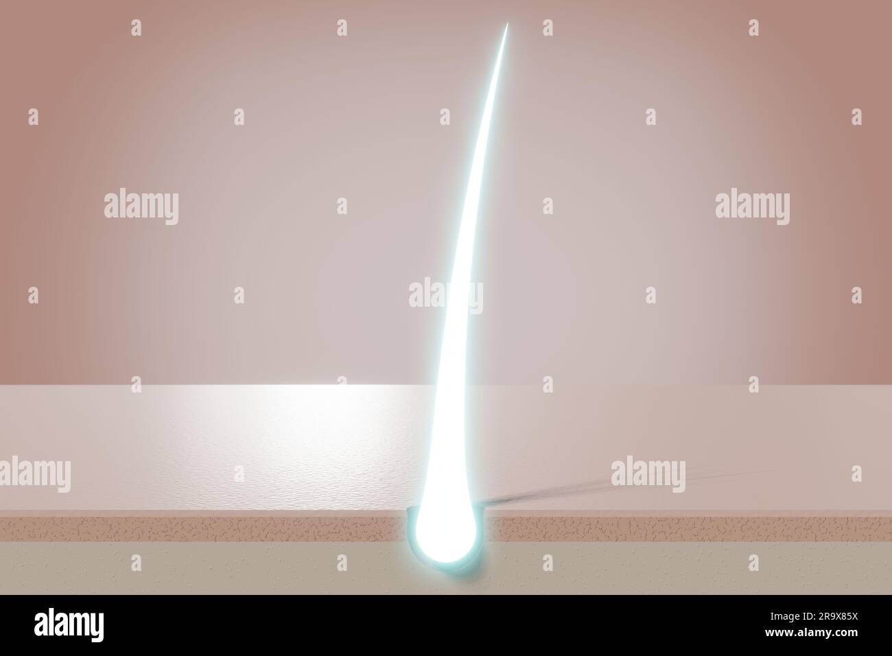 Glowing single hair follicle - regeneration concept - 3D illustration ...