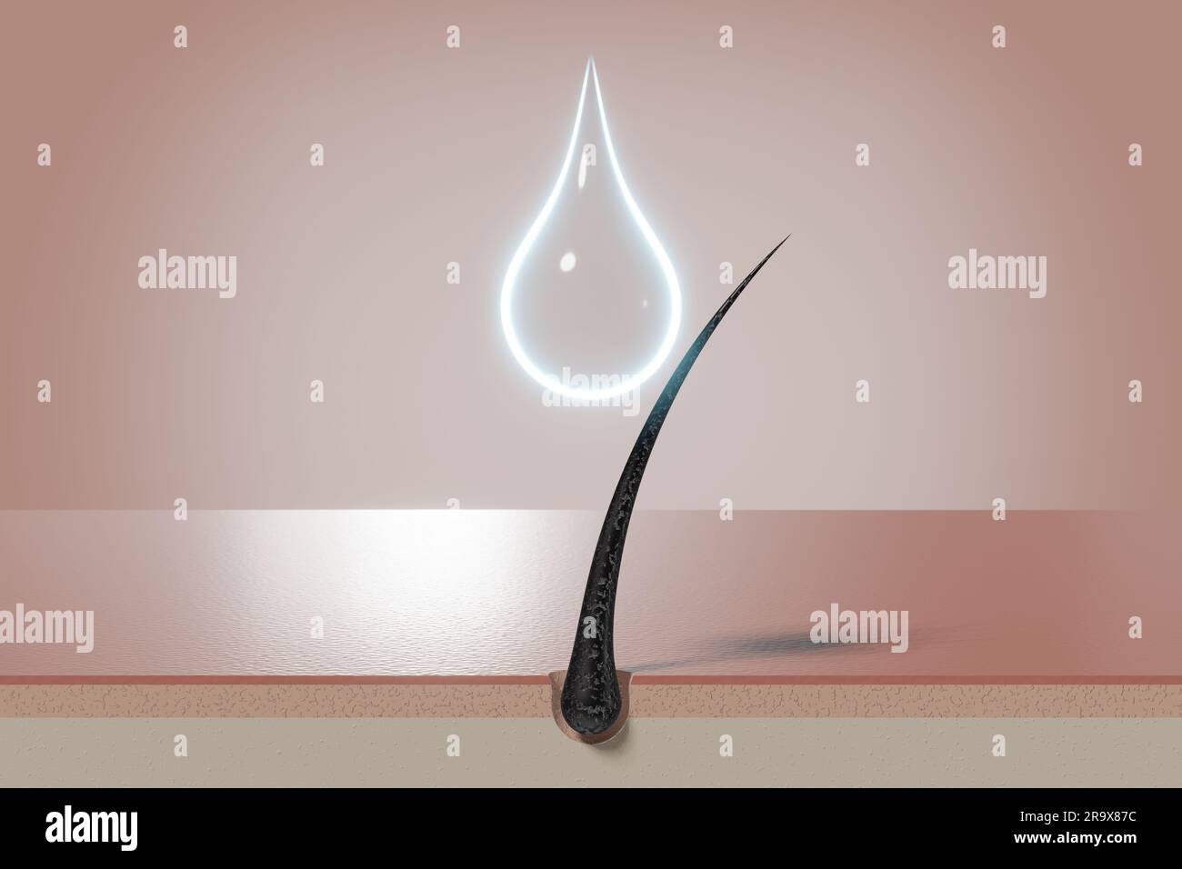 Single hair follicle and drop of cosmetic or shampoo - 3D illustration ...