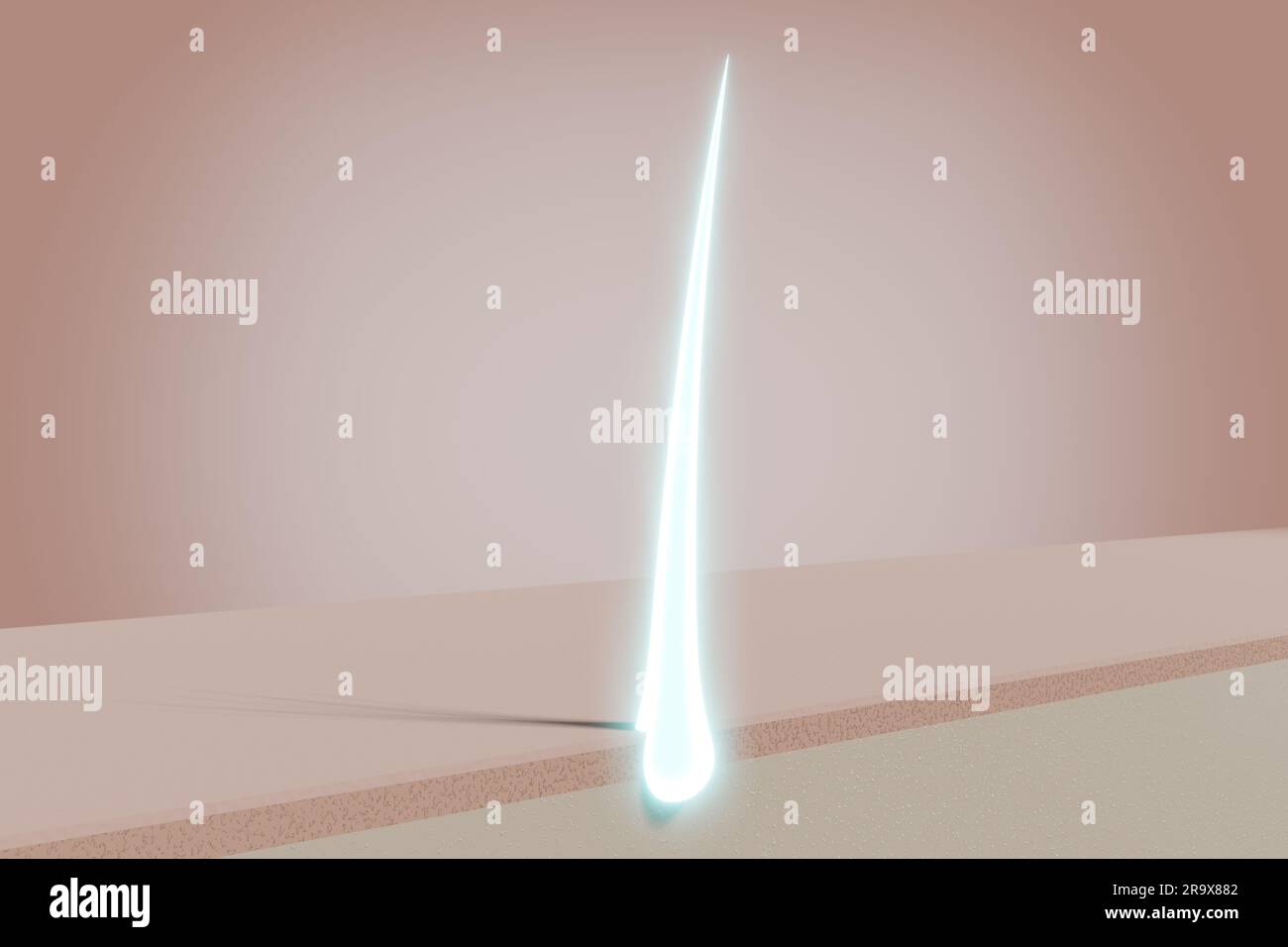 Glowing single hair follicle - regeneration concept - 3D illustration ...