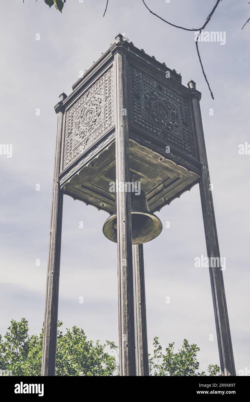 Church bell hanging on a ancient tower Stock Photo - Alamy