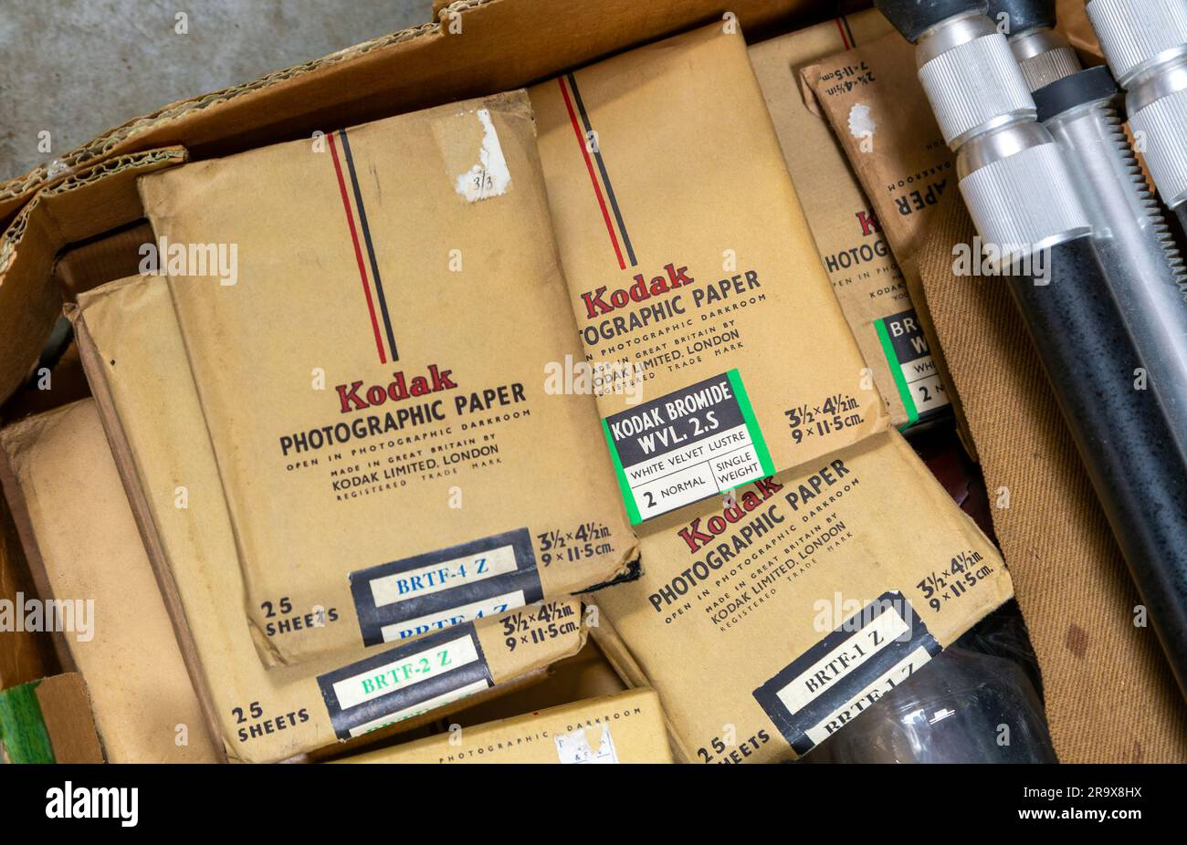 Old Kodak photographic paper packages on display in auction room, UK ...