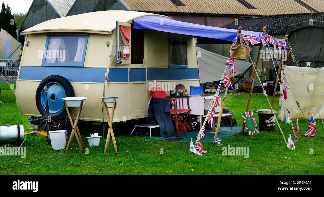Vintage caravans at 1940's living history event Stock Photo - Alamy