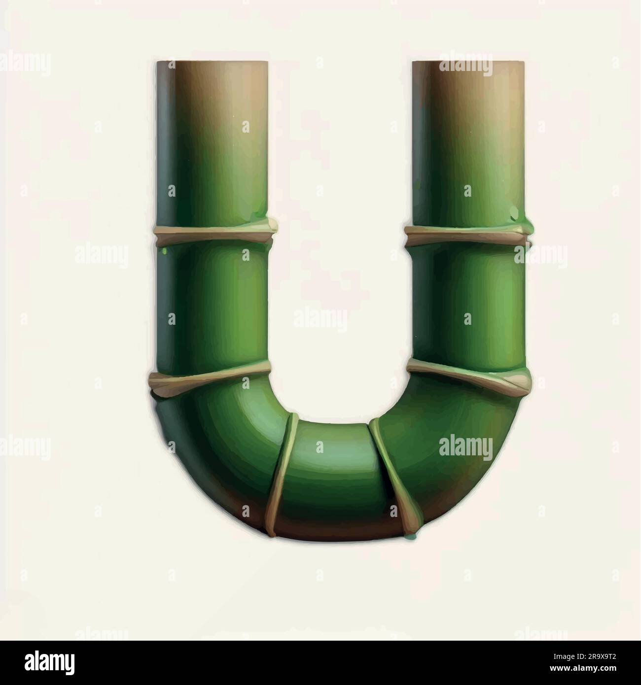 green bamboo letter U logo icon on a white background Stock Vector ...