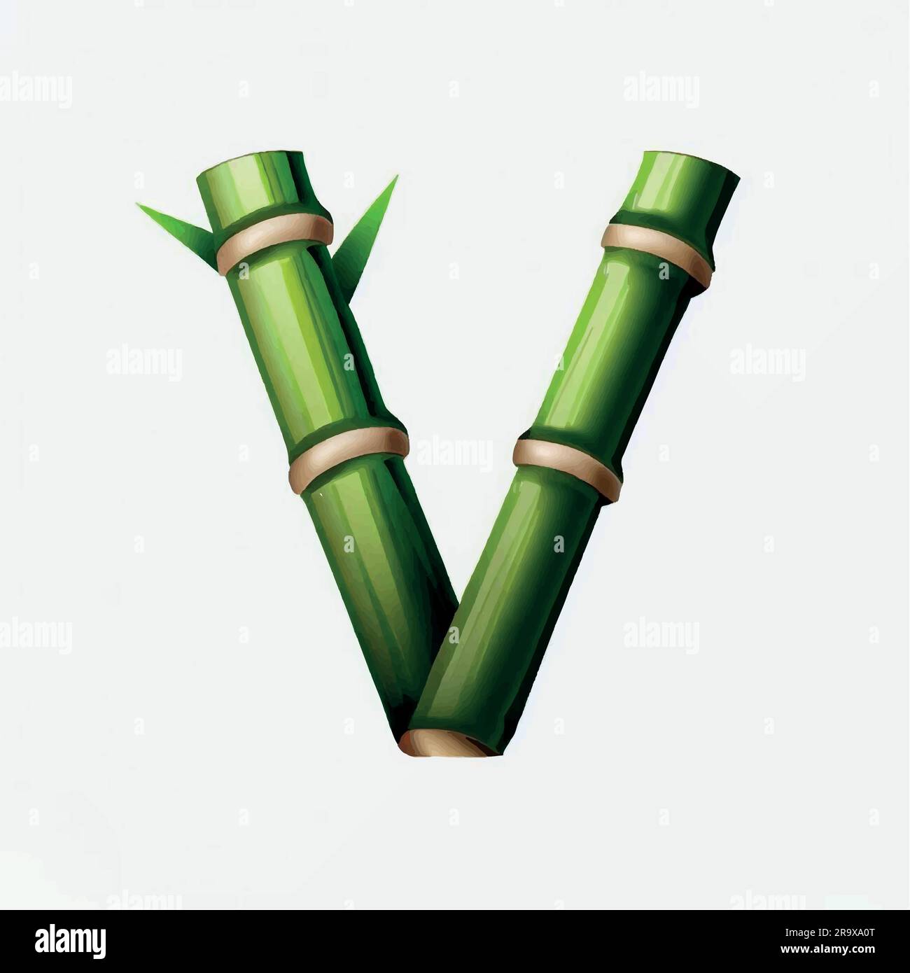 green bamboo letter V logo icon on a white background Stock Vector ...
