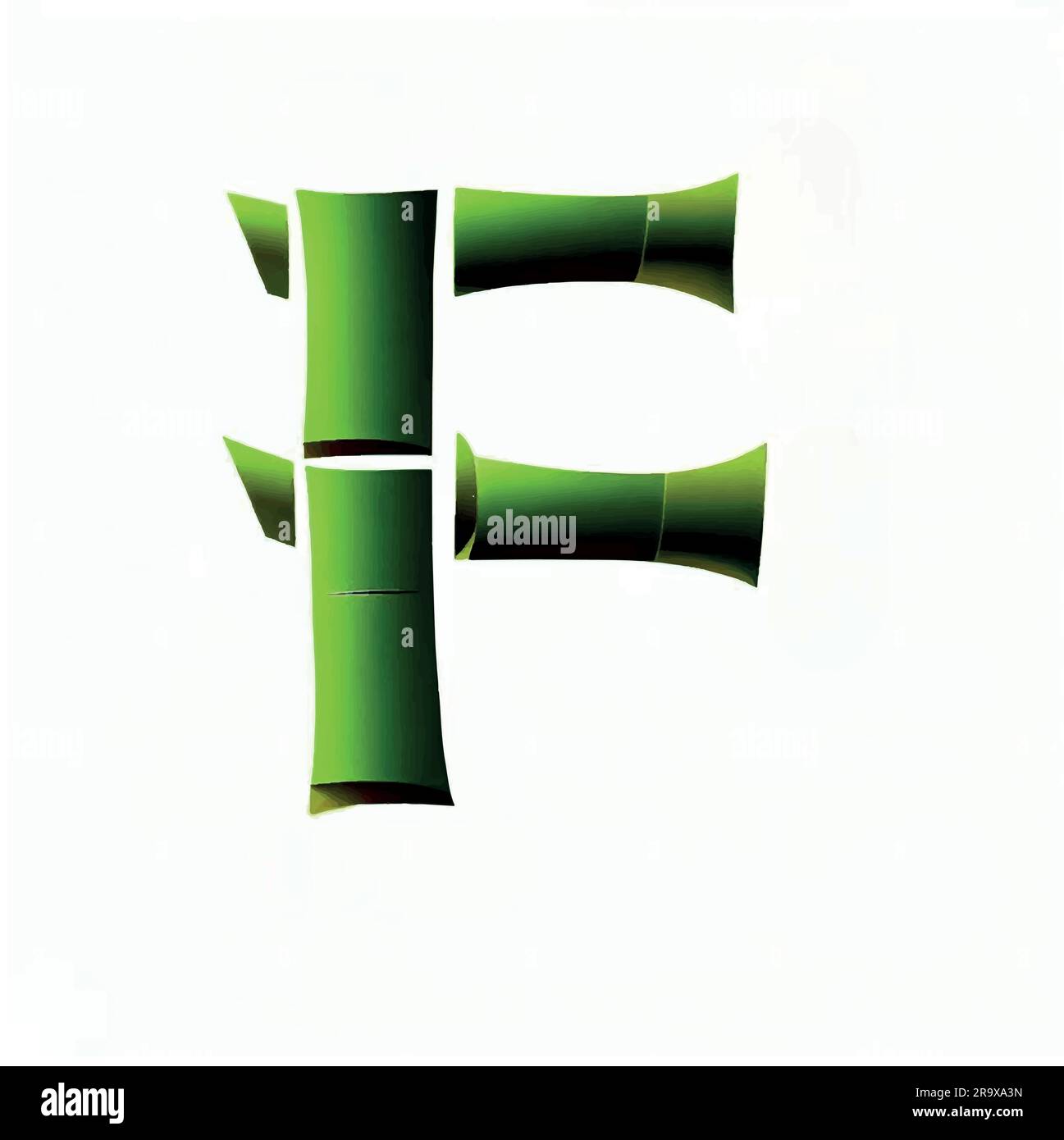 green bamboo letter F logo icon on a white background Stock Vector ...