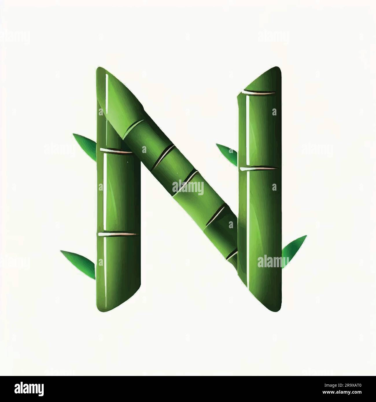 green bamboo letter N logo icon on a white background Stock Vector ...