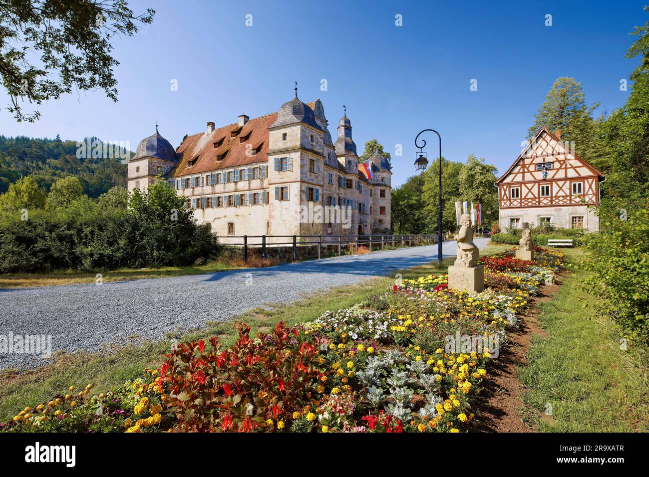 Mitwitz moated castle, north-east view, Renaissance, three-storey four ...