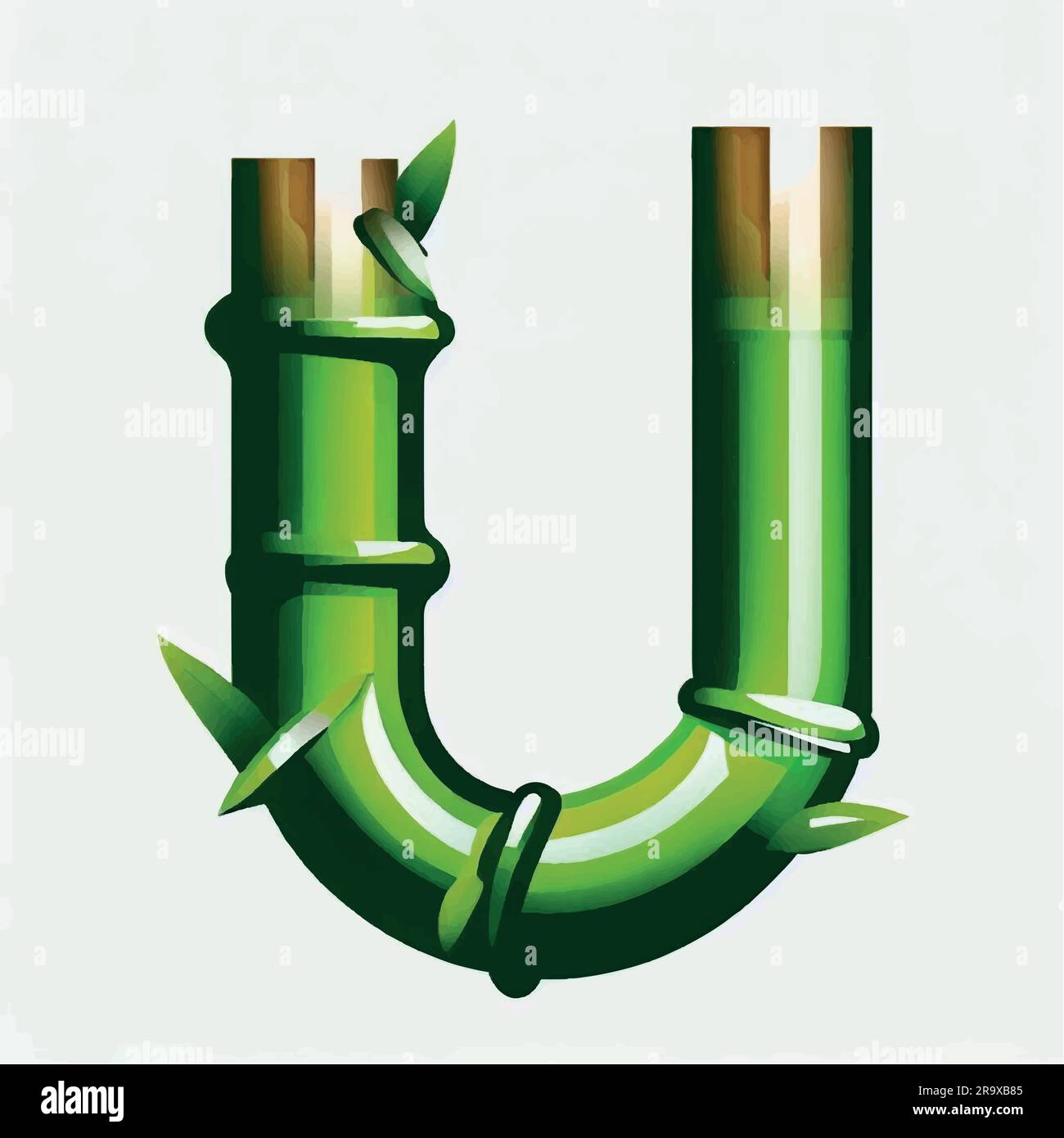 green bamboo letter U logo icon on a white background Stock Vector ...