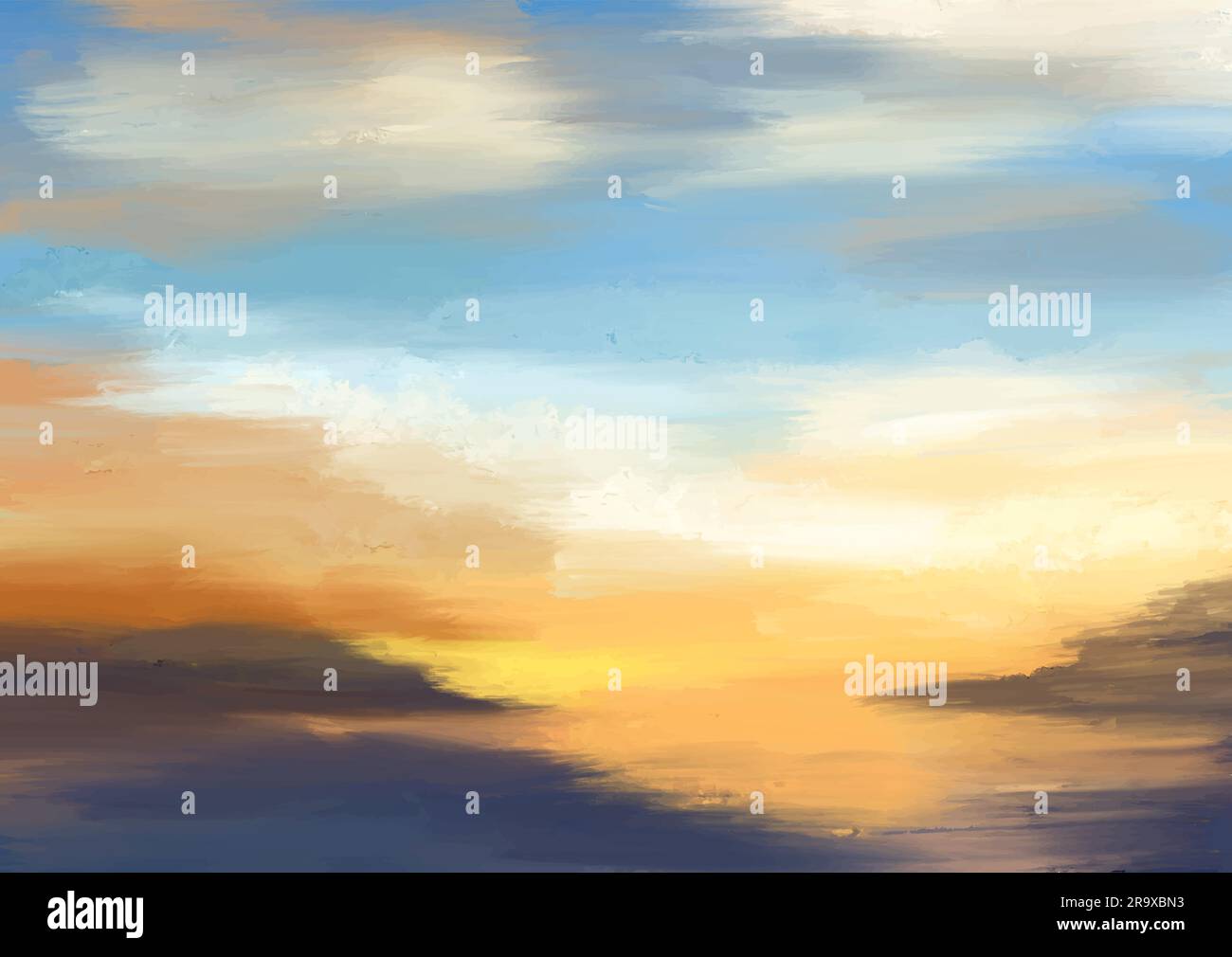 Contemporary hand painted oil sunset landscape in oil paints Stock ...