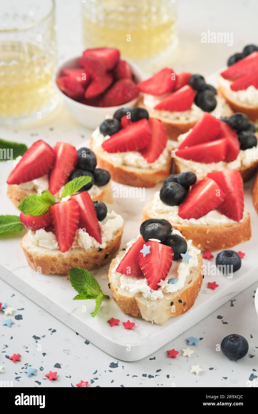 American flag sandwich with strawberries, blueberries, whipped sweet ...