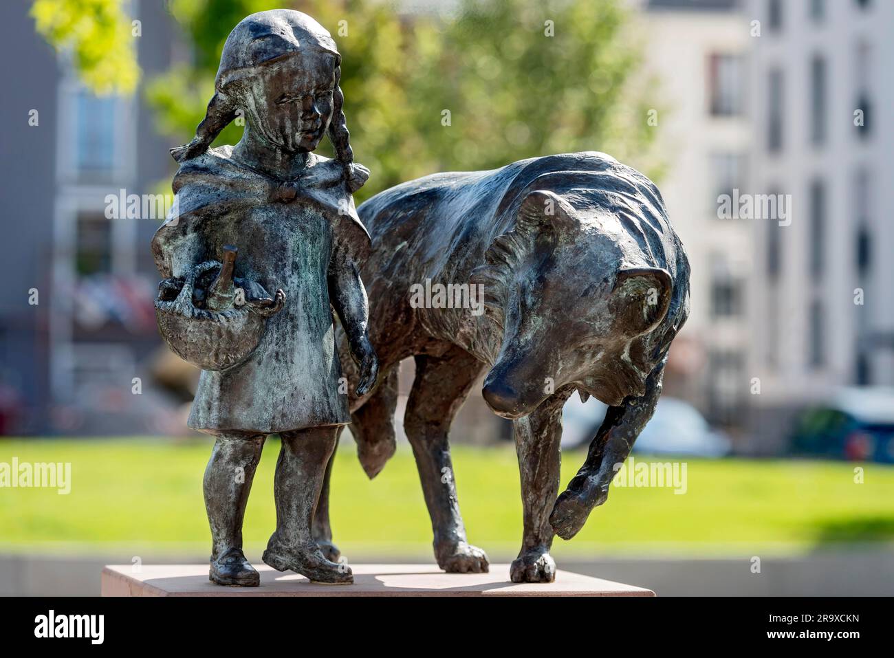 Fairytale figure Little Red Riding Hood with Wolf, sculpture by Gerold ...