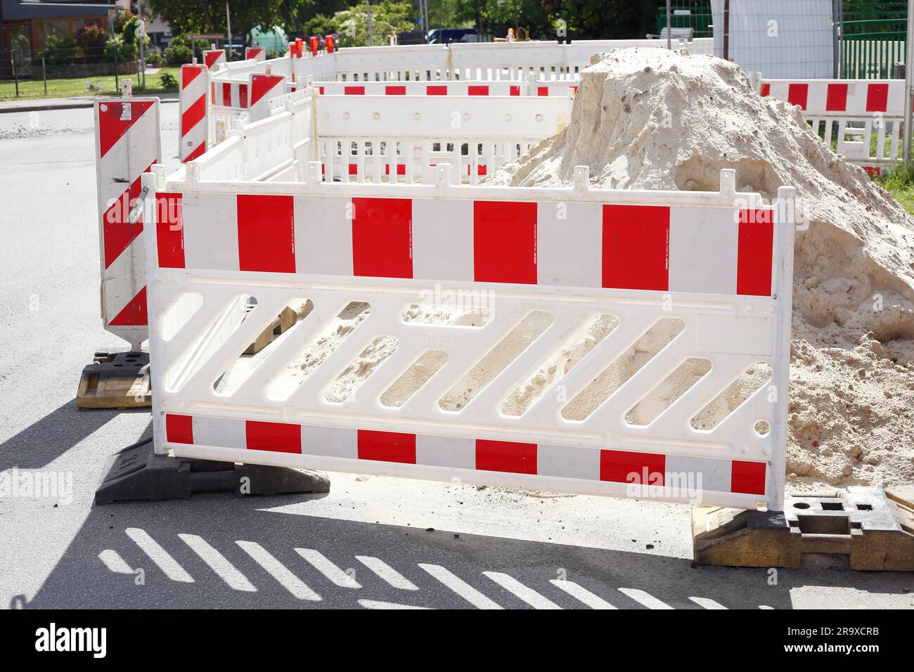 Barrier at a construction site for sewer construction work, Lower ...