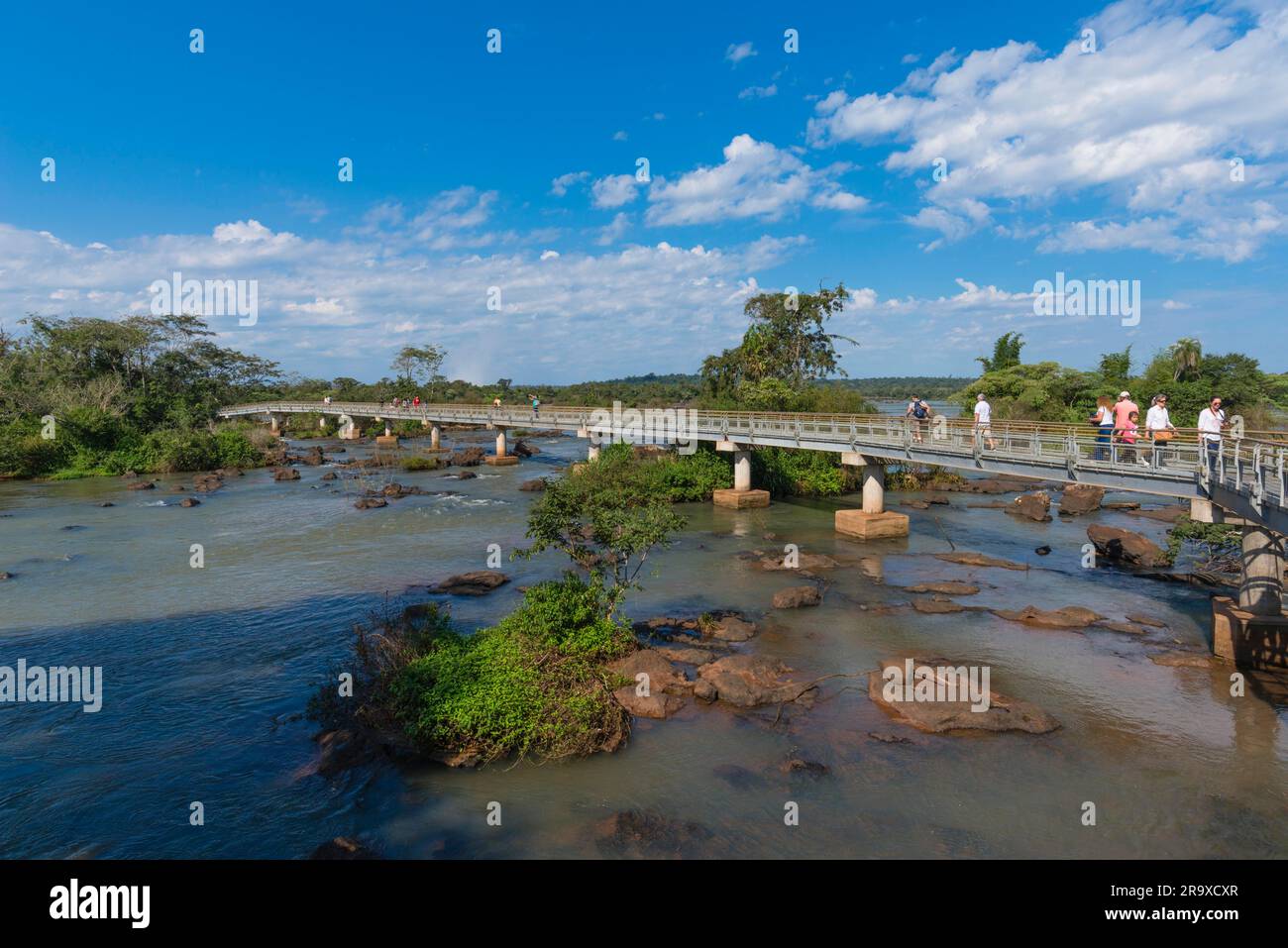 Bridge above the falls, Upper Circuit, Upper Way, Tourists, Cataratas ...